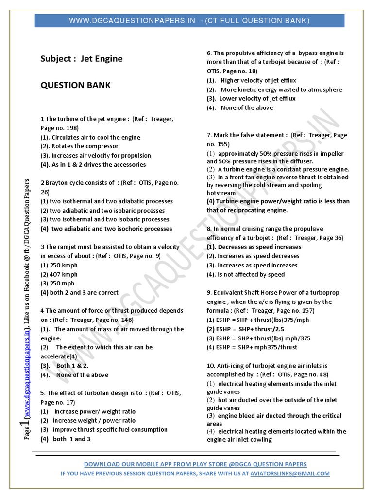 CT Question Bank Ref PDF | PDF | Jet Engine | Thrust