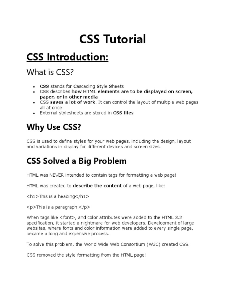 CSS Tutorial | PDF | Html Element | Typefaces