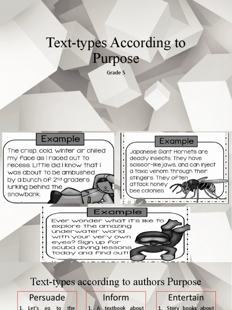 Text-Types According To Purpose | PDF | Self-Improvement | General Fiction