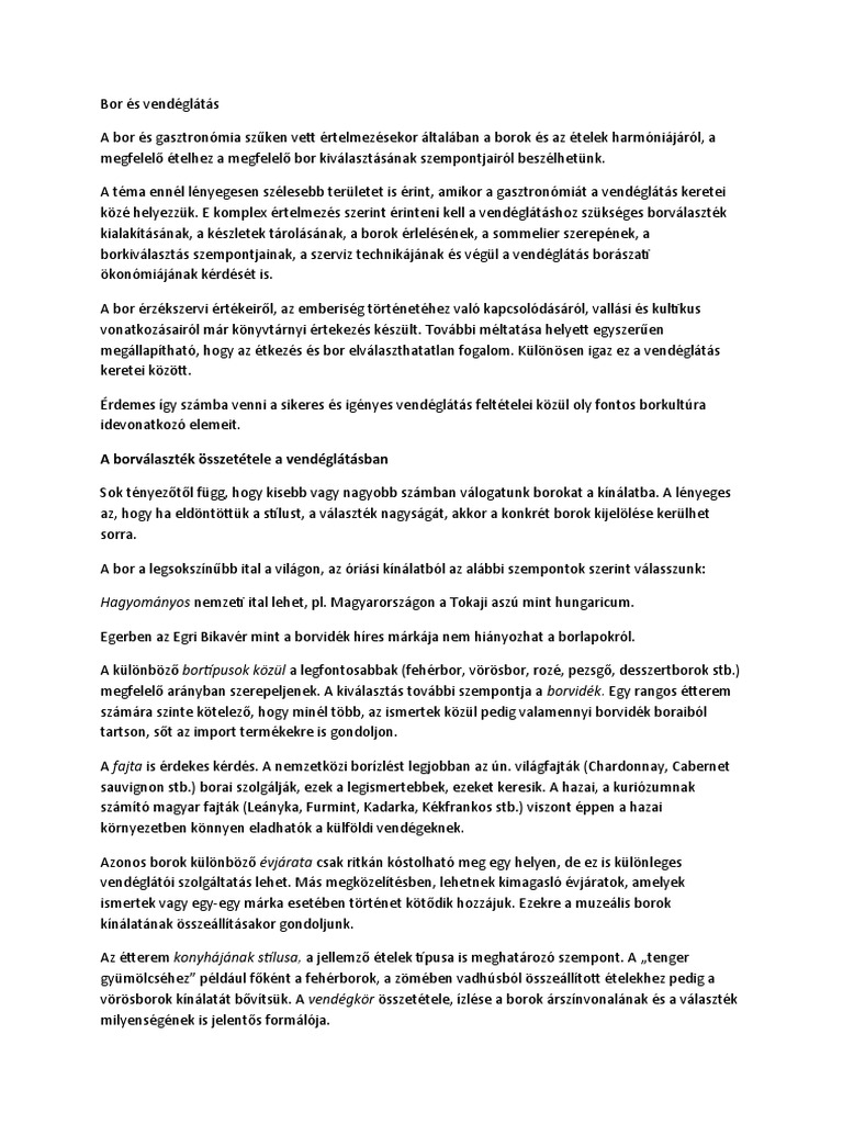 Borok Az Étkezés Soránaz Étel És Bor Párosításakor Fontos | PDF Borok Az Étkezés Soránaz Étel És Bor Párosításakor Fontos | PDF