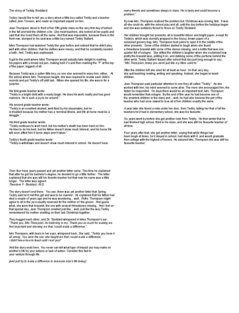 The Story of Teddy Stoddard - Project I-REAL | PDF