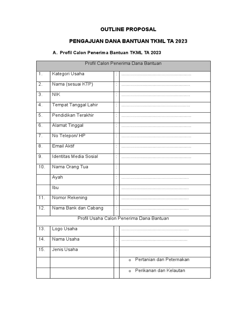 Outline Proposal TKM Lanjutan 2023 | PDF