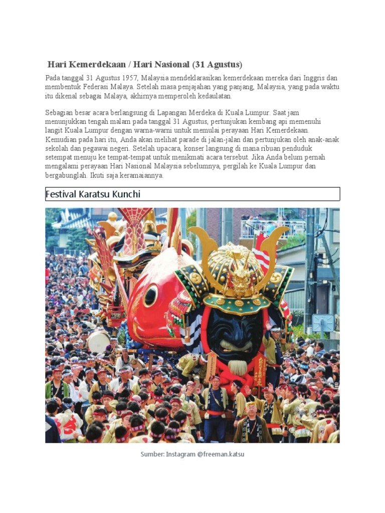 Hari Kemerdekaan Malaysia 31 Agustus | PDF