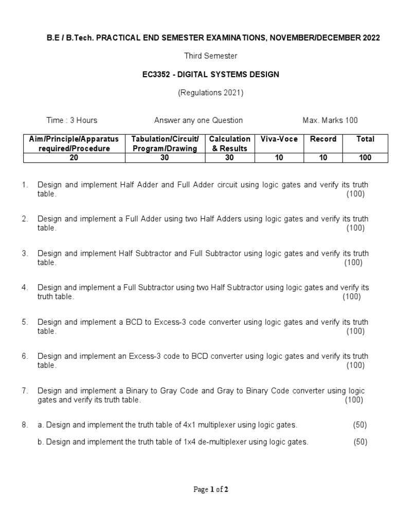 Ec3352 Set2 | PDF | Binary Coded Decimal | Electrical Circuits