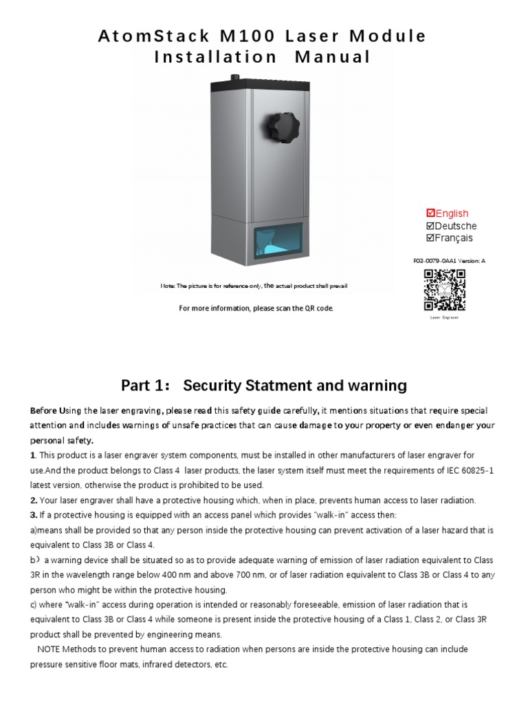 Atomstack M100 Laser Module Installation Manual PDF | PDF | Optics ...