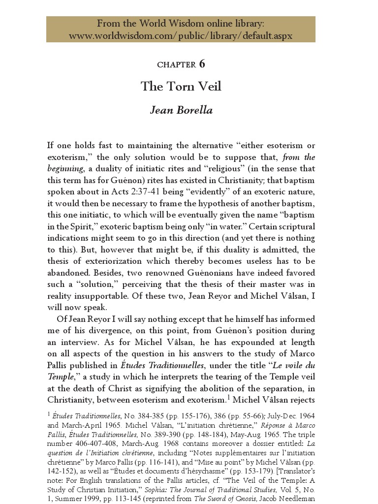 The Torn Veil by Jean Borella | PDF | Origen | Western Esotericism