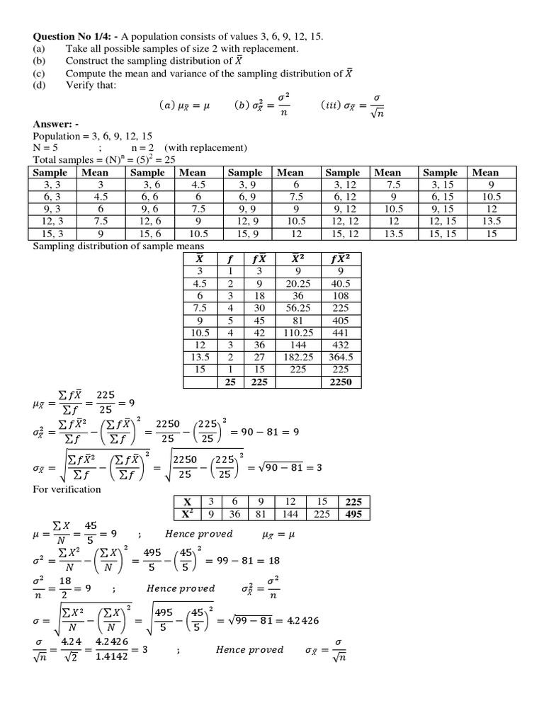 Solved Questions For Sampling PDF | Download Free PDF | Inductive Reasoning | Statistical Inference