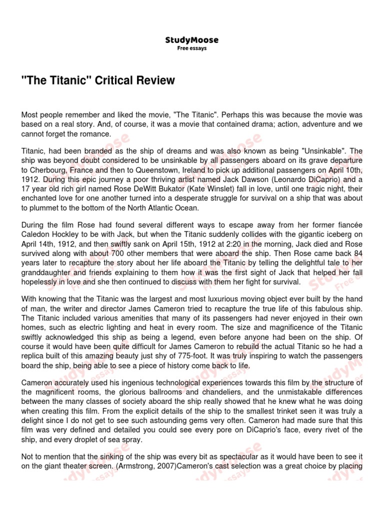 Titanic: A Critical Film Review | PDF | Travel | Young Adult