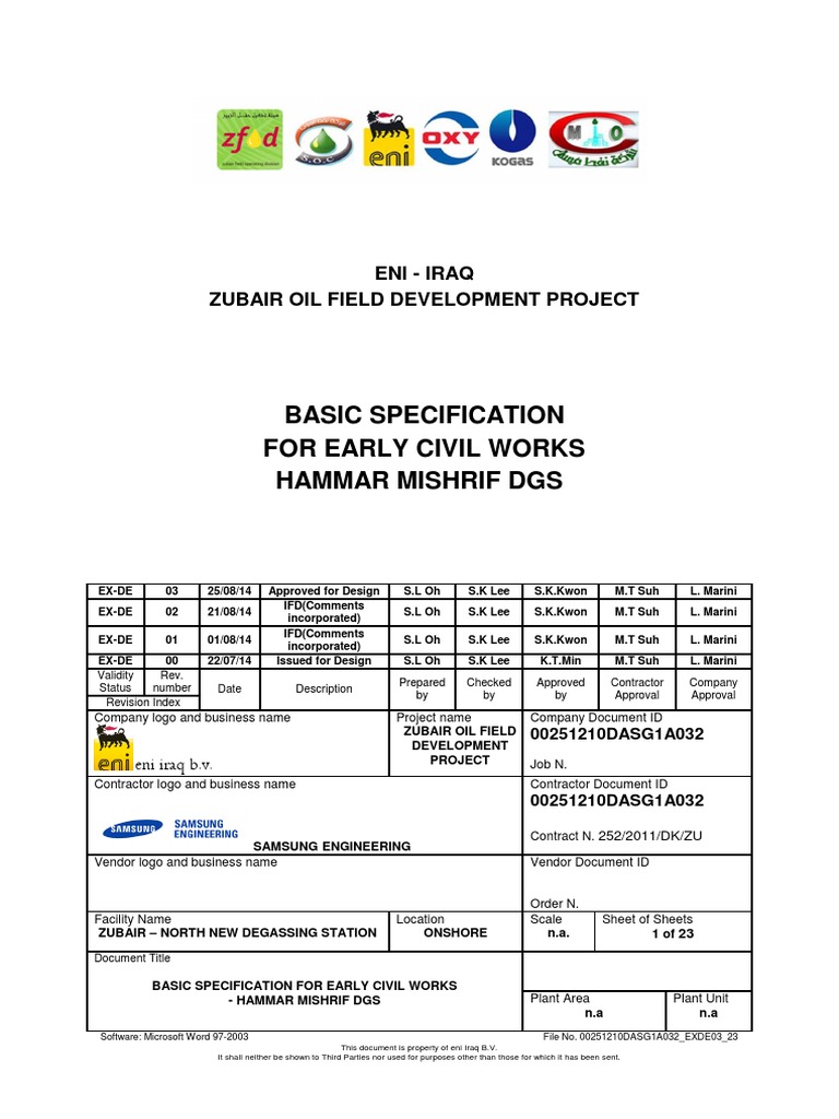 Dgs-Early Civil Works | PDF | Specification (Technical Standard ...