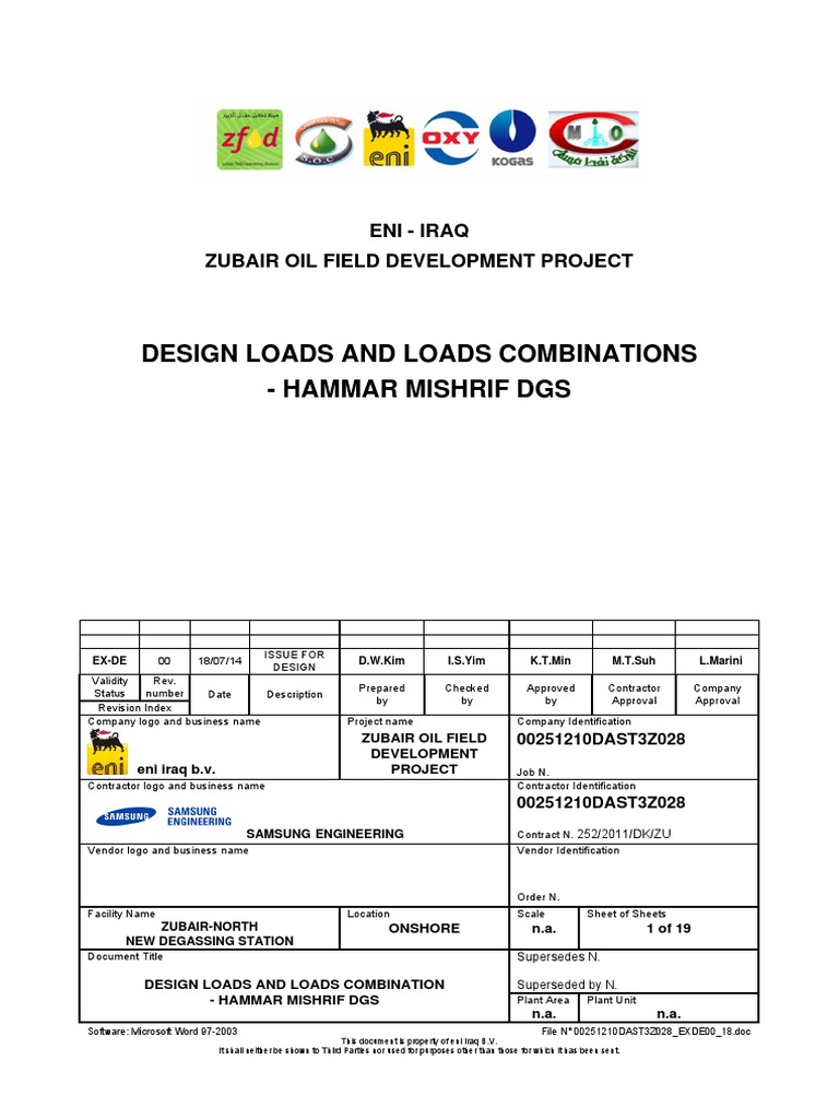 Dgs-Design Loads and Loads Combination | PDF | Pipe (Fluid Conveyance) | Specification ...