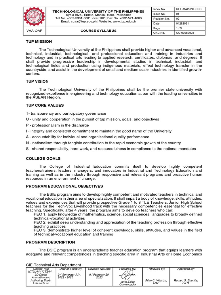 2D Animation Course Syllabus for Teachers | PDF | Animation | Teachers