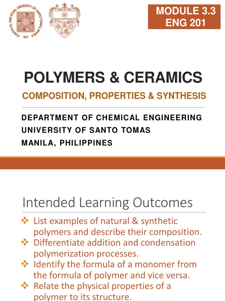 Module 3.3 - POLYMERS & CERAMICS - STUDENT COPY - PDF | PDF | Polymers | Polyethylene