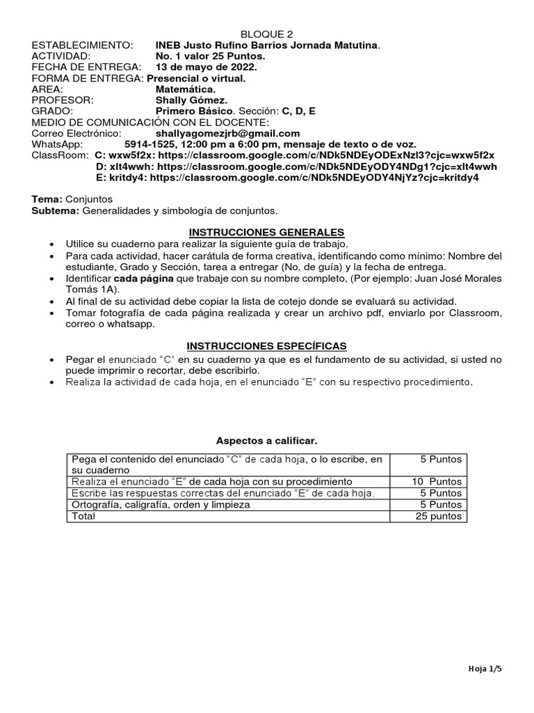 Matemática 1ro. C, D, E - Guía2 Bloque2 | PDF | Comunicación | Informática