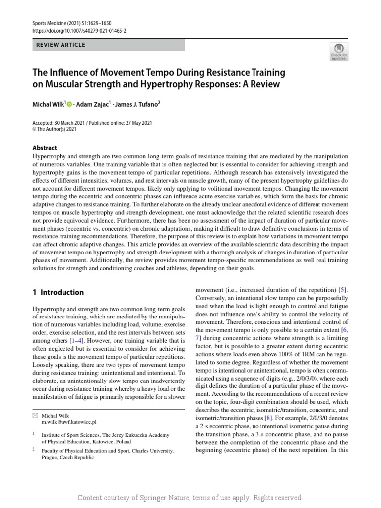 The Influence of Movement Tempo During Resistance PDF | PDF | Strength ...