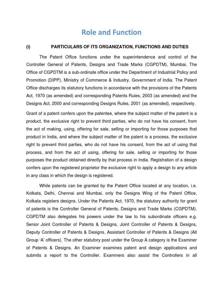 Office of CGPDTM PDF | PDF | Intellectual Works | Intellectual Property Law