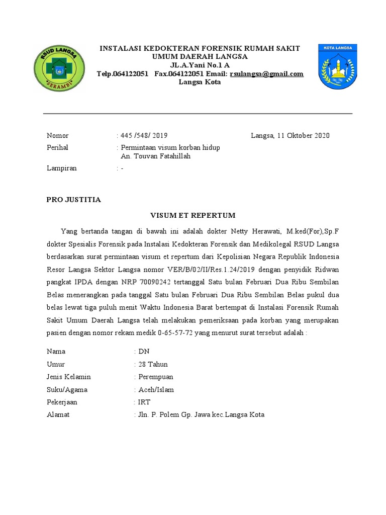 01 Februari 2019 Touvan Fatahillah (Pemukulan) | PDF