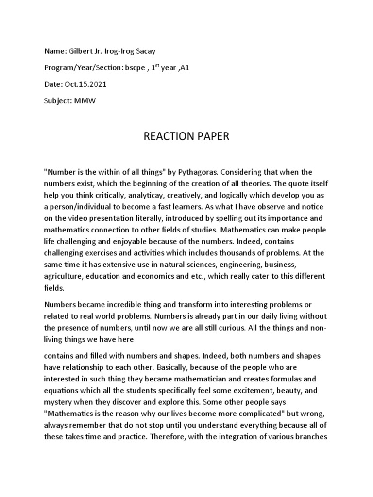 Reaction Paper | PDF | Career & Growth | Art