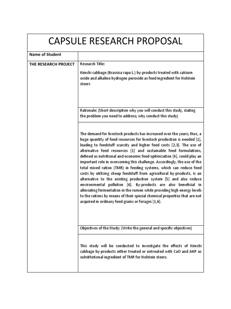 CAPSULE RESEARCH PROPOSAL Sample - RAV | PDF | Analysis Of Variance ...