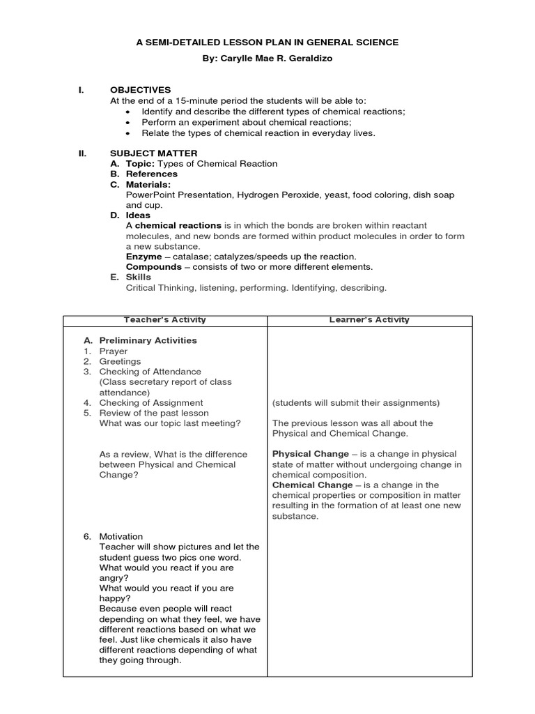Exploring Chemical Reactions: A Hands-On Lesson on Types of Reactions ...