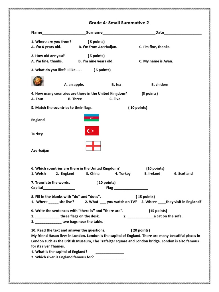 Grade 4 Geography Summative Test | PDF