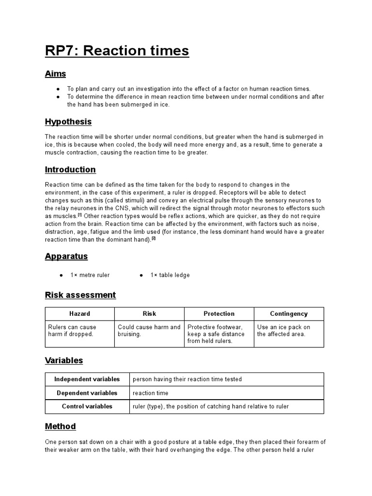(Write-Up) AQA Biology (9-1) Required Practical 7: Reaction Time | PDF ...