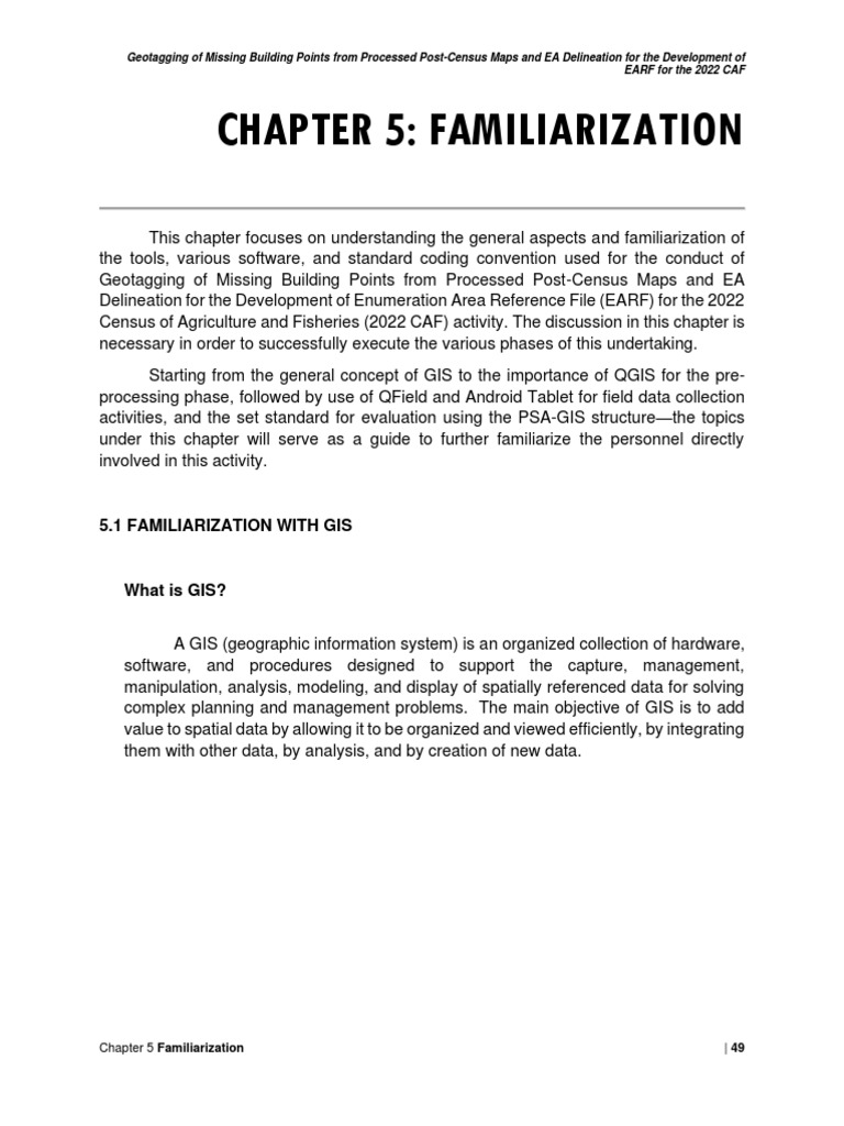 Chapter 05 - Familiarization PDF | PDF | Geographic Information System | Tablet Computer