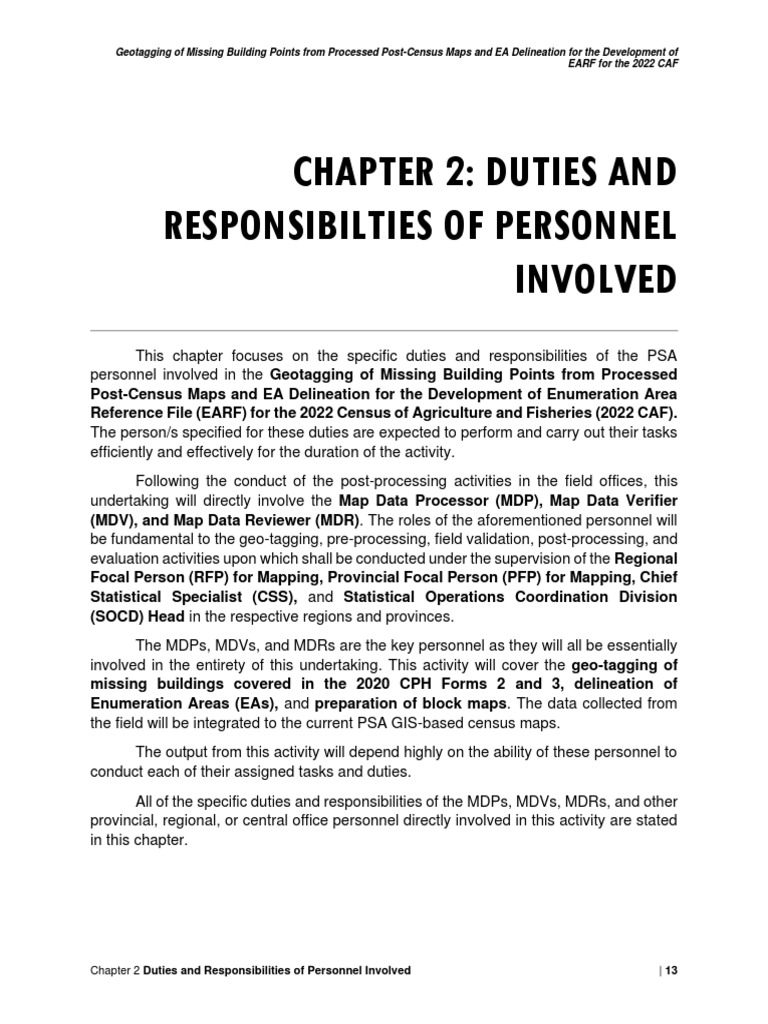 Chapter 02 - Duties and Responsibilities of Personnel Involved PDF | PDF | Census | Android ...