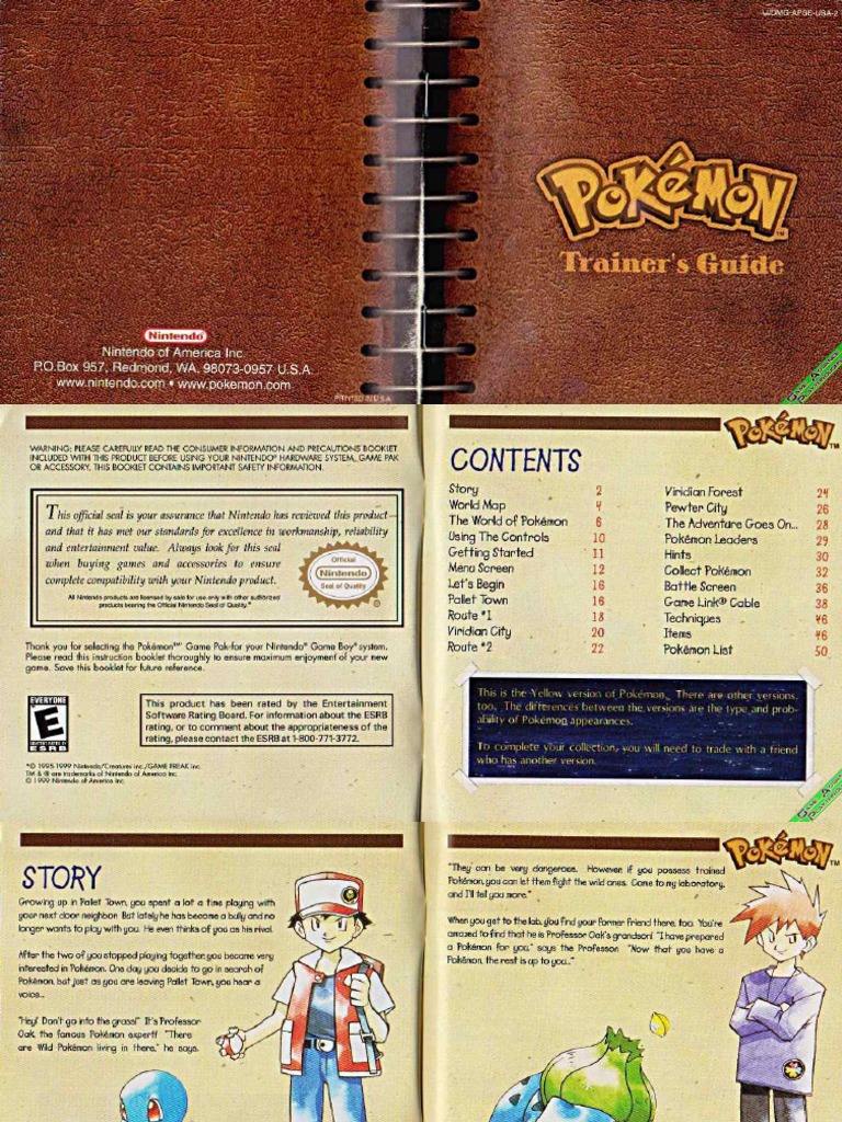 Pokemon Yellow Instruction Manual | PDF
