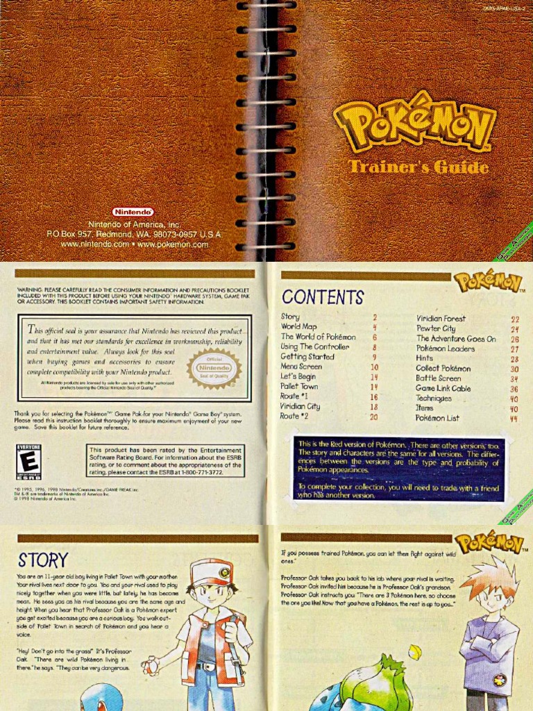 Pokemon Red Instruction Manual | PDF