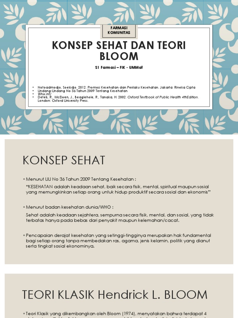 Teori Bloom dan Konsep Kesehatan Masyarakat | PDF