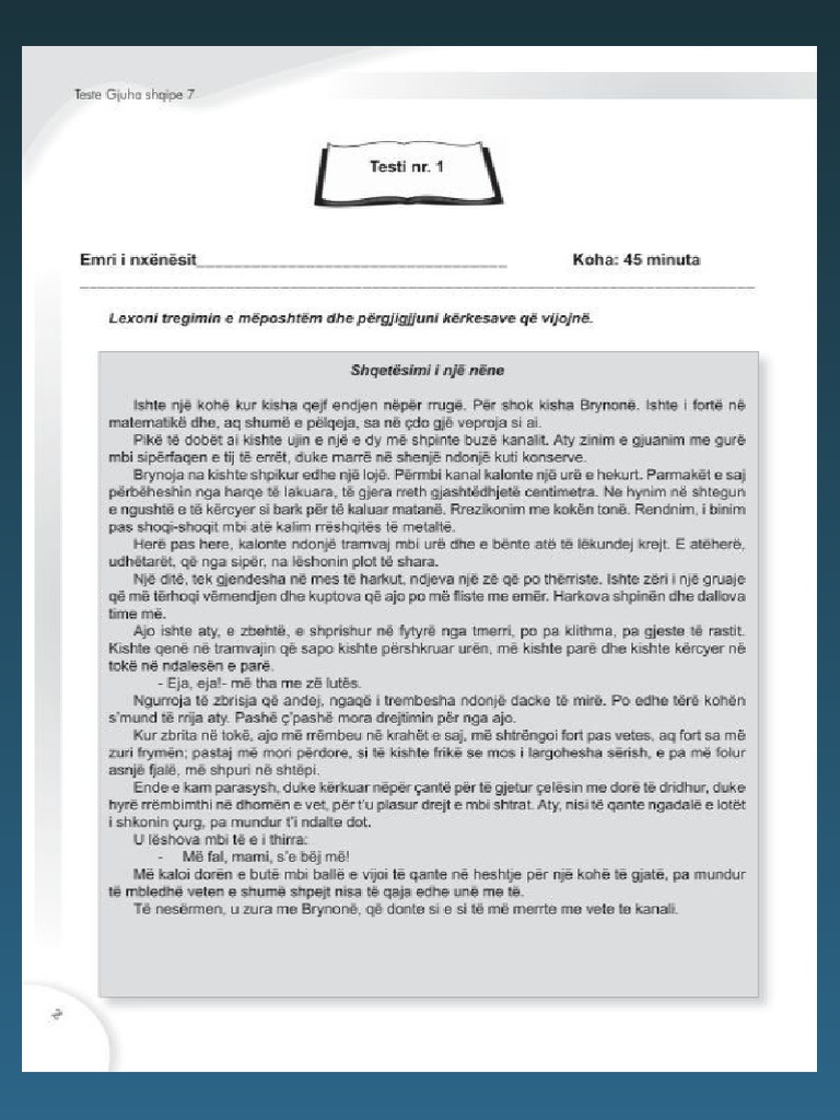 Testet Gjuha Shqipe 7 - Albas PDF | PDF