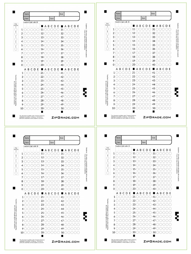 Zipgrade Answer Sheet Malinaw | PDF
