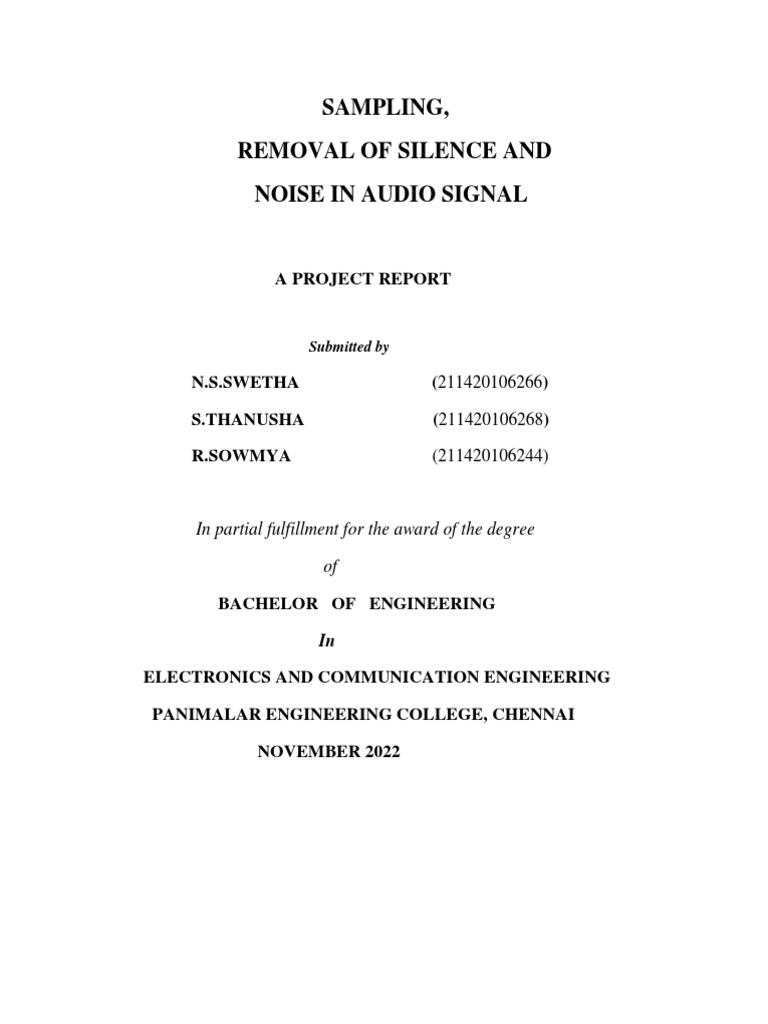 Audio Signal Sampling and Noise Removal | PDF