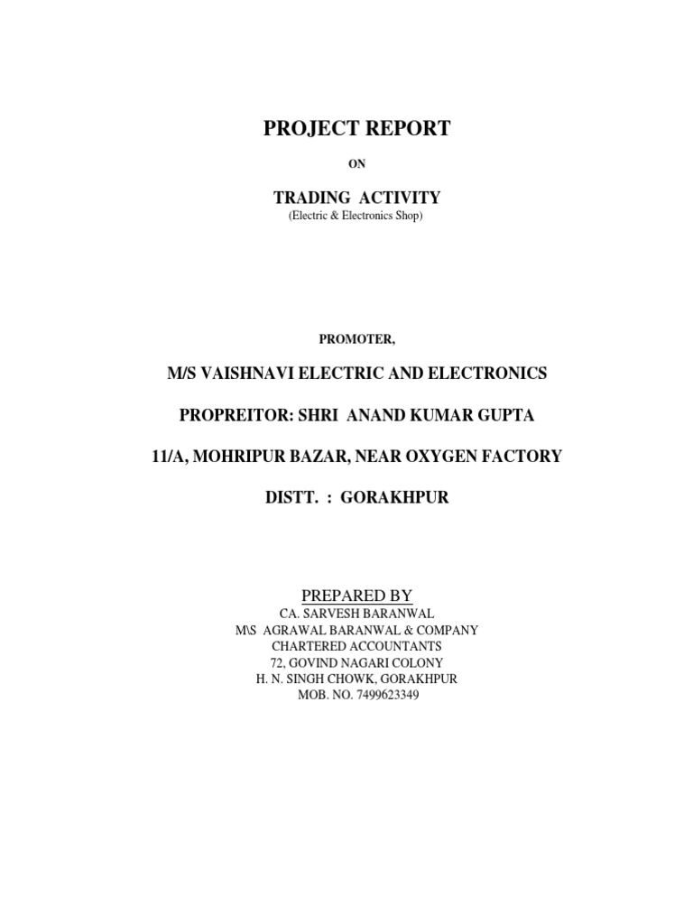 Trading Business Project Report | PDF | Depreciation | Interest