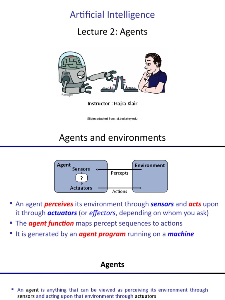 Lecture 2-Agents | PDF | Perception | Rationality