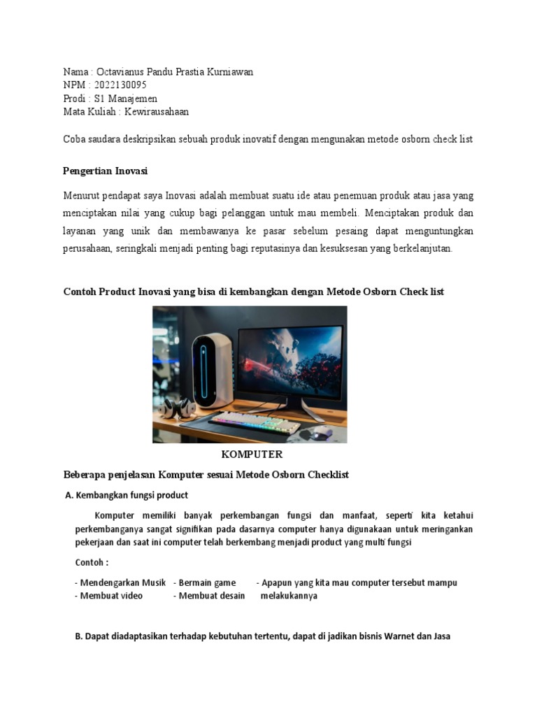 Tugas KWU Osborn Check List | PDF