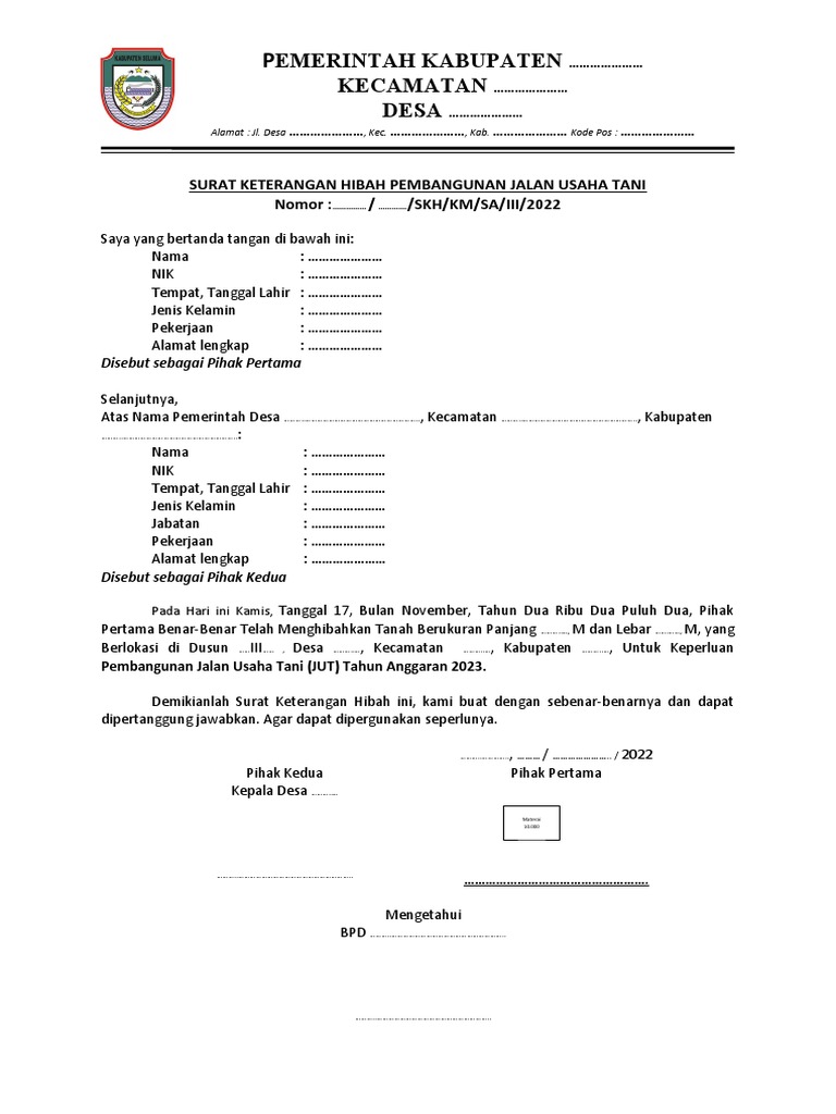 Surat Keterangan Hibah | PDF