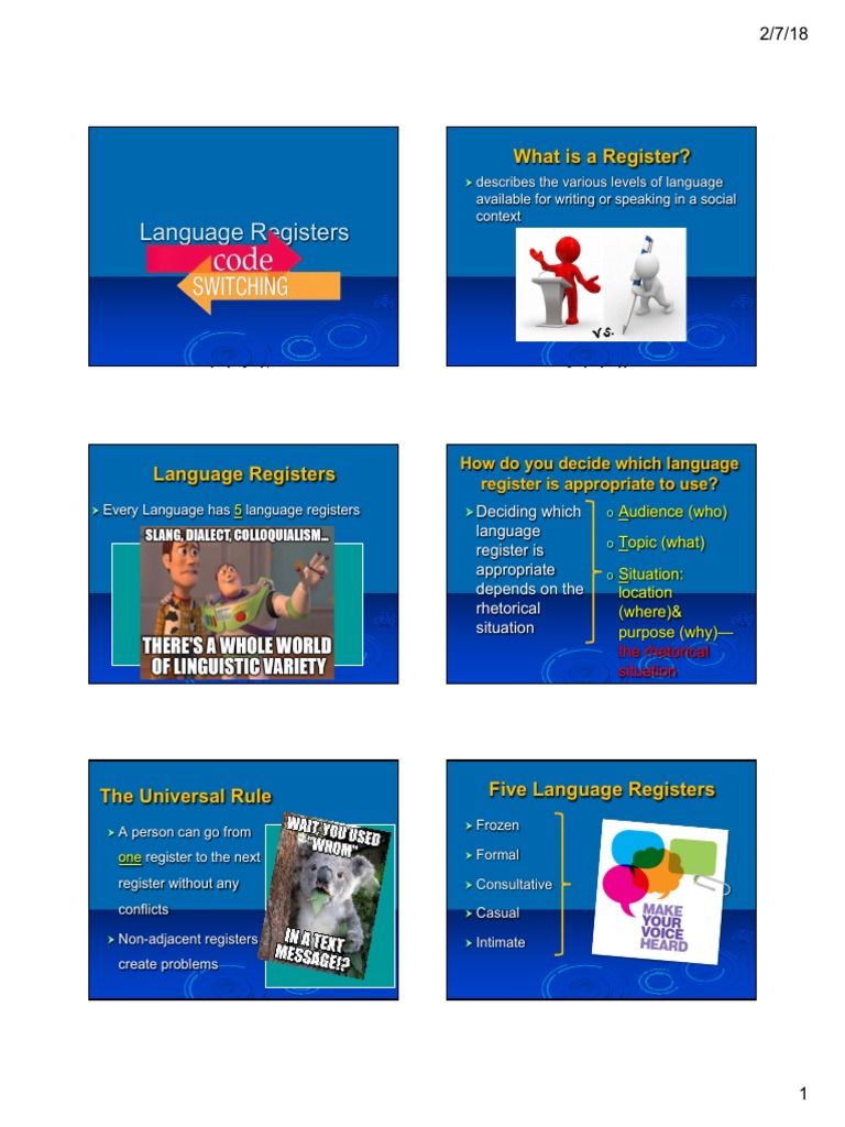 Language Registers Notes2.0 PDF | PDF | Slang | Communication