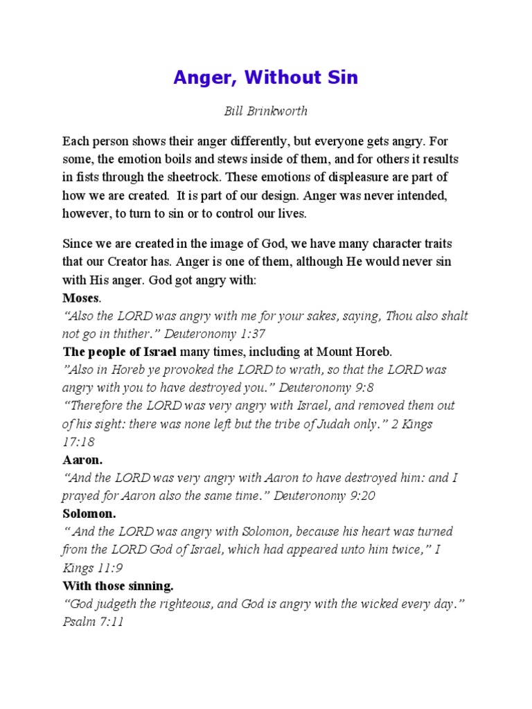 Anger, Without Sin | PDF | Anger | Aaron