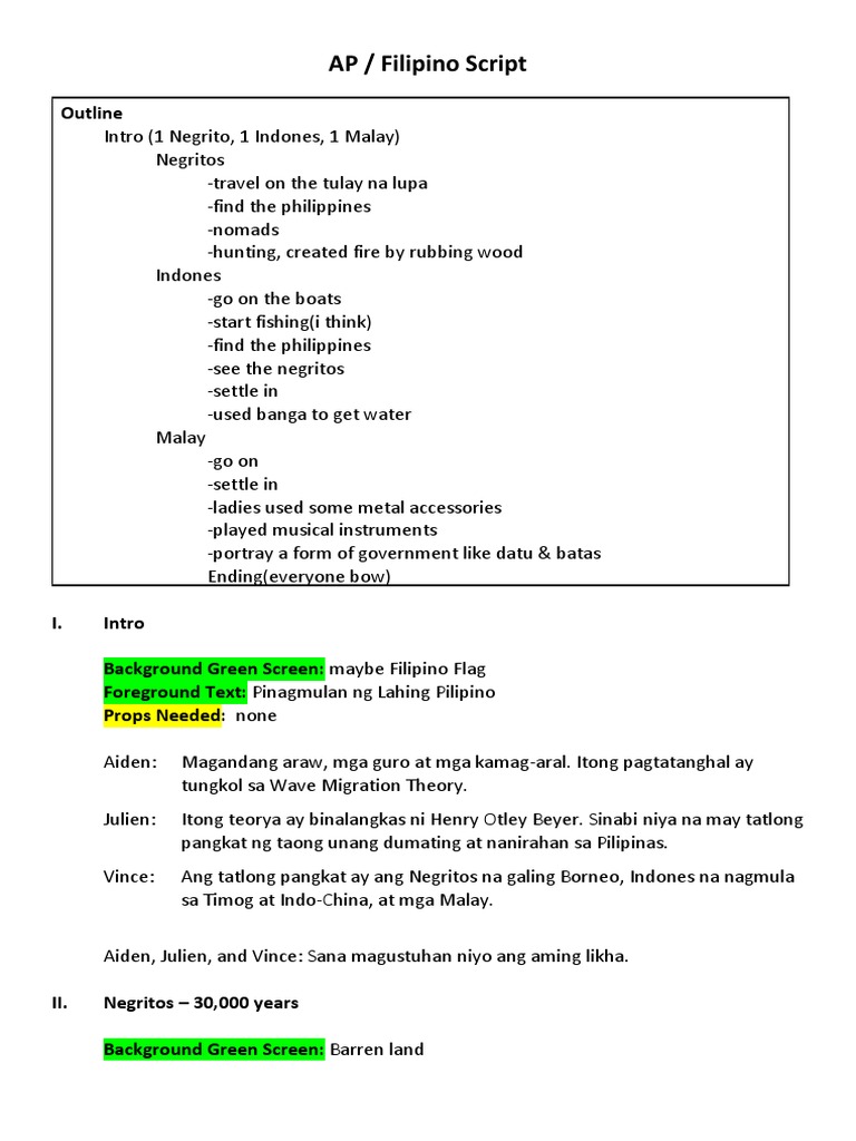 AP / Filipino Script: Outline | PDF