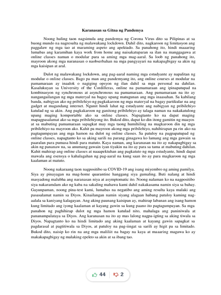 Karanasan Sa Gitna NG Pandemya - Compress | PDF