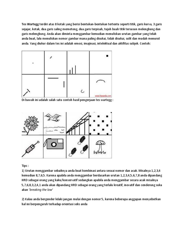 Contoh dan Tips Tes Wartegg 12 Kotak | PDF | Griya & Taman