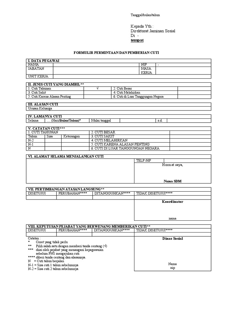 Format Surat Cuti | PDF