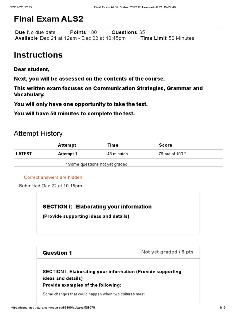 Final Exam ALS2 - Virtual 202212 Avanzado 8 | PDF