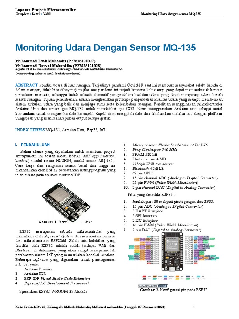 MONITORING KUALITAS UDARA DENGAN SENSOR MQ-135 | PDF