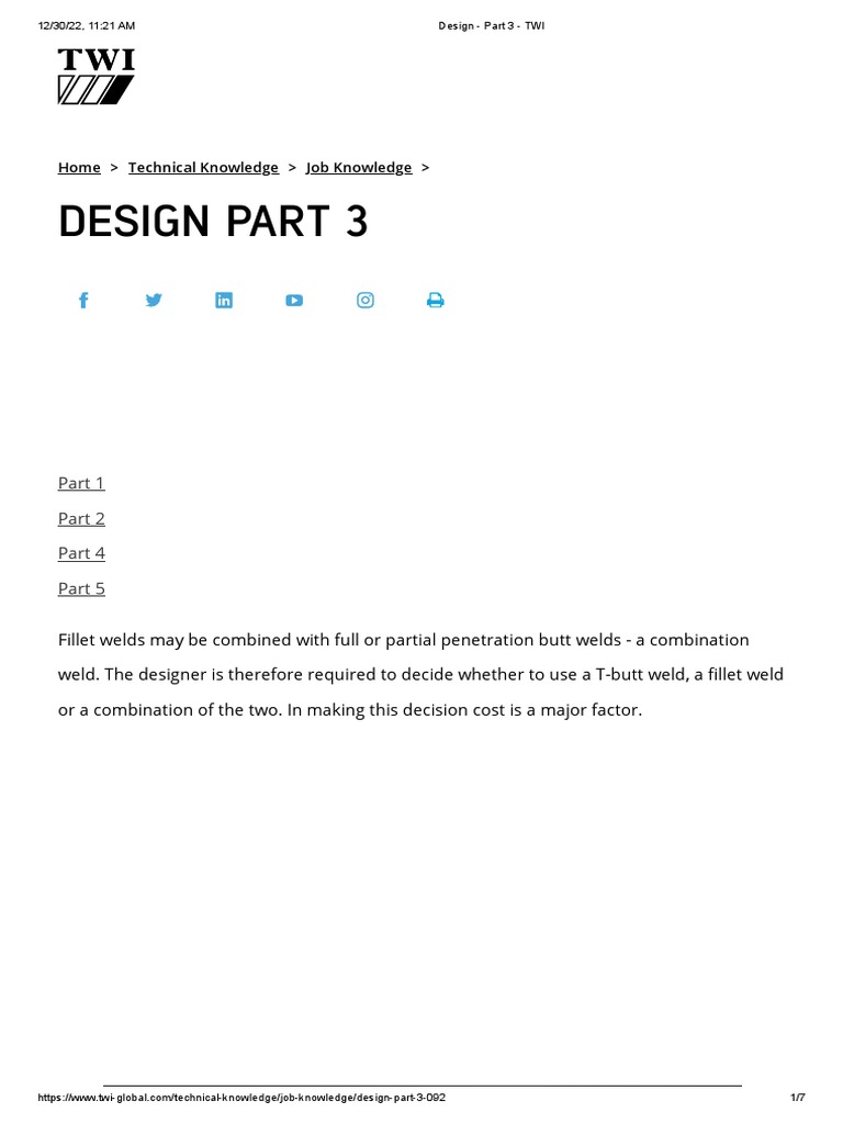 Design - Part 3 - TWI PDF | PDF | Welding | Construction