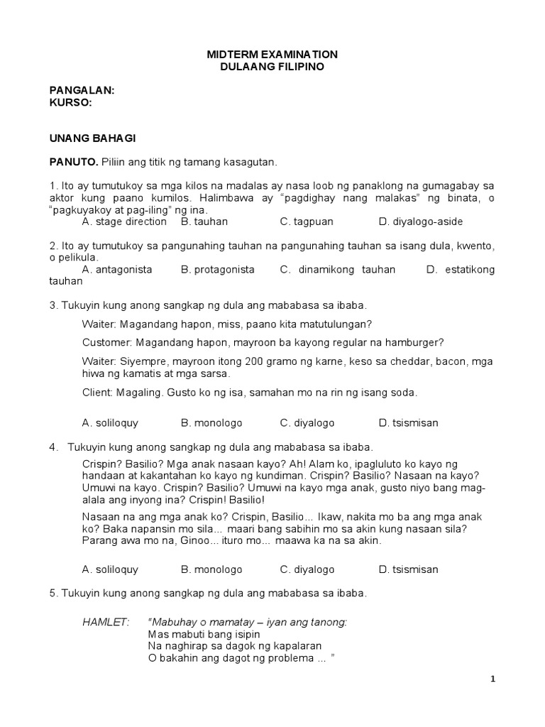 Midterm Dulaang FIlipino | PDF Midterm Dulaang FIlipino | PDF