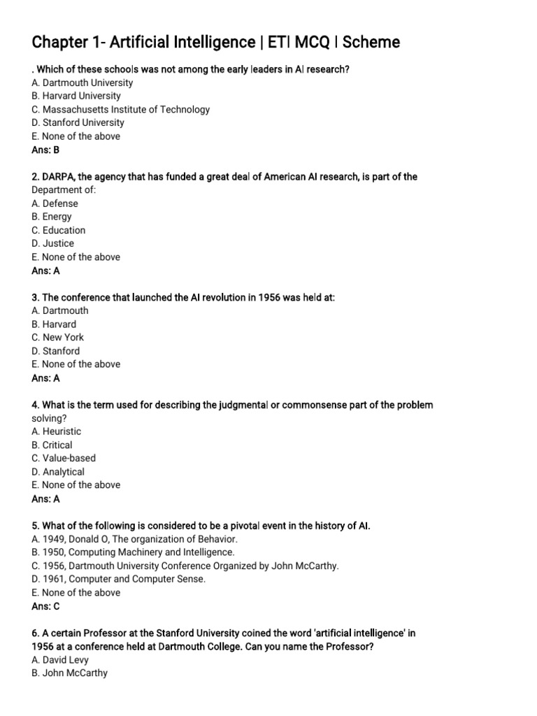 Chapter 1 - Artificial Intelligence - ETI MCQ I Scheme | Download Free ... Chapter 1 - Artificial Intelligence - ETI MCQ I Scheme | Download Free ...