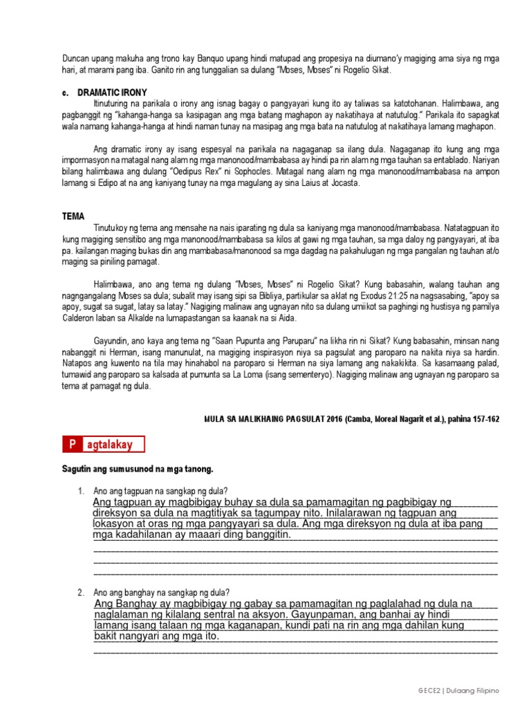 MODYUL 4 Dula Sangkap Tagpuan Banghay at Tema | PDF