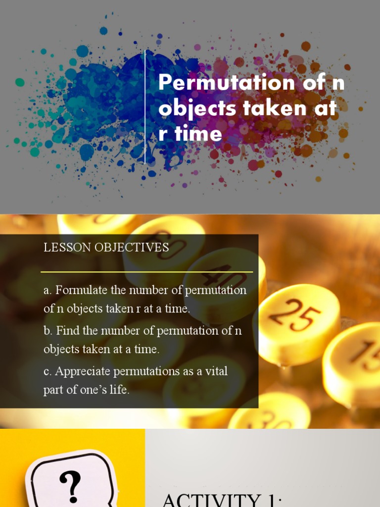 Permutation of N Objects Taken at R Time | PDF | Language Arts ...